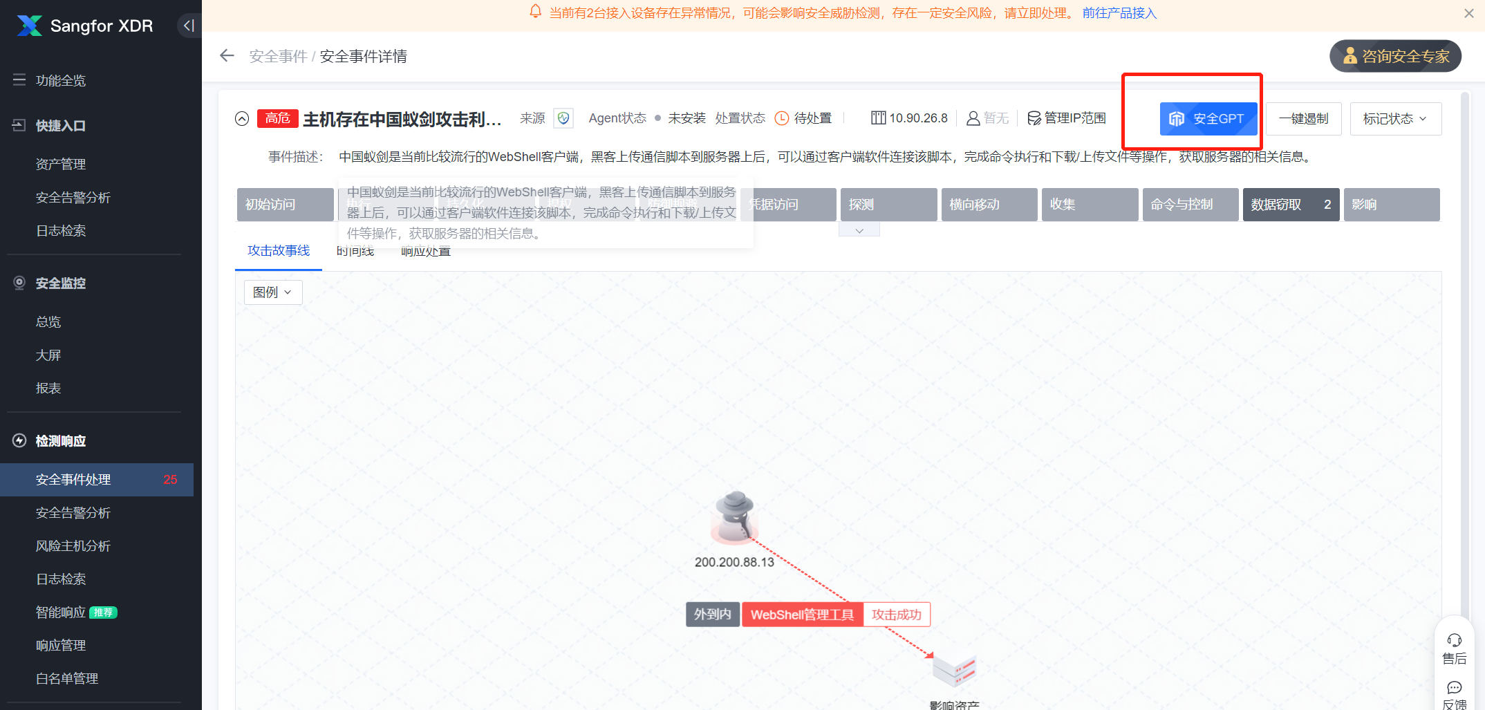 安全GPT-可扩展的检测与响应平台XDR（SAAS）-深信服技术支持