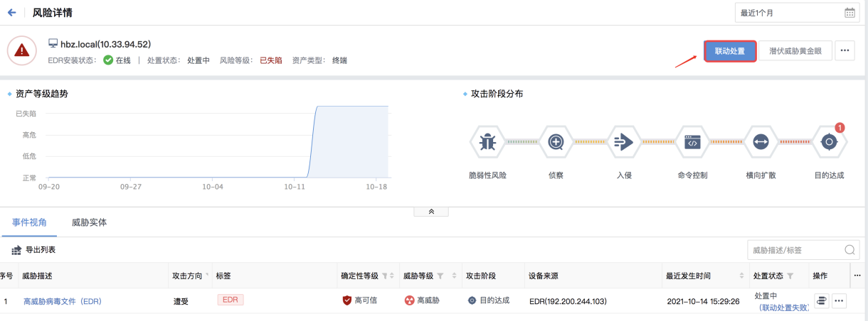EDR与SIP联动-终端检测响应平台EDR-深信服技术支持